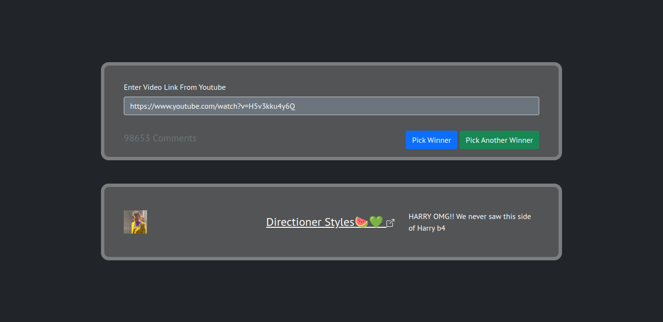GitHub - MiladSadeghi/Youtube-Comment-Picker: Choose a Random Winner ...
